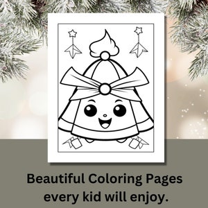 Kawaii Christmas Coloring Pages for Kids PLR Coloring Book Xmas Digital ...