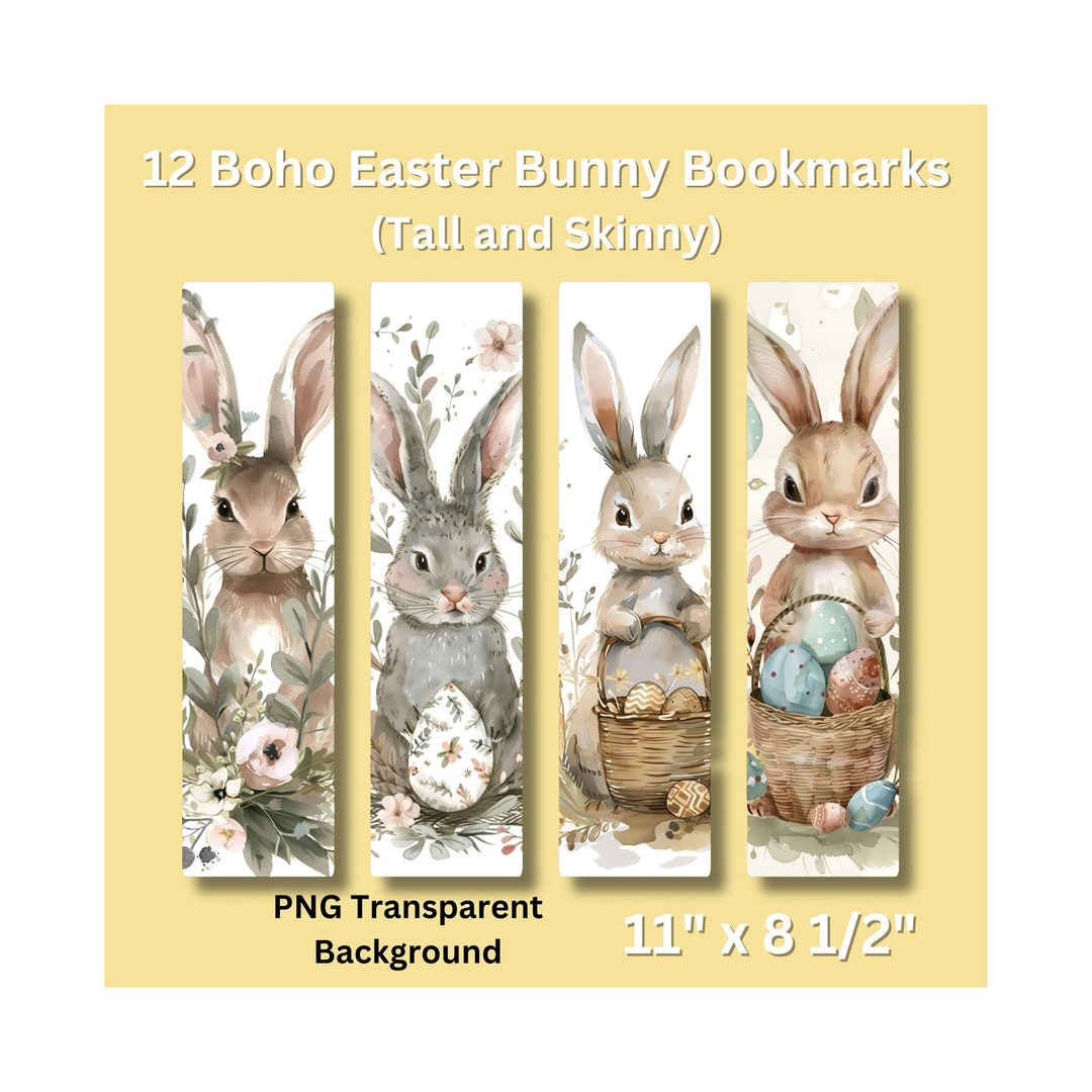 Boho Easter Bunny Bookmarks Set Cute Bunny Bookmarks Book Lovers Gifts ...