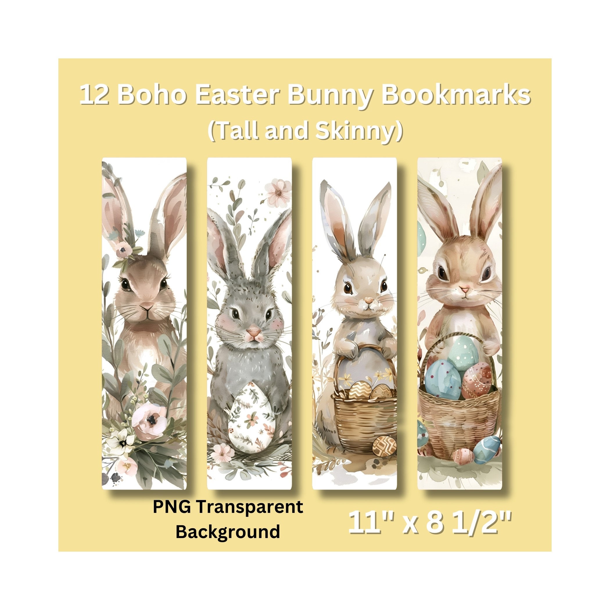Boho Easter Bunny Bookmarks Set Cute Bunny Bookmarks Book Lovers Gifts ...