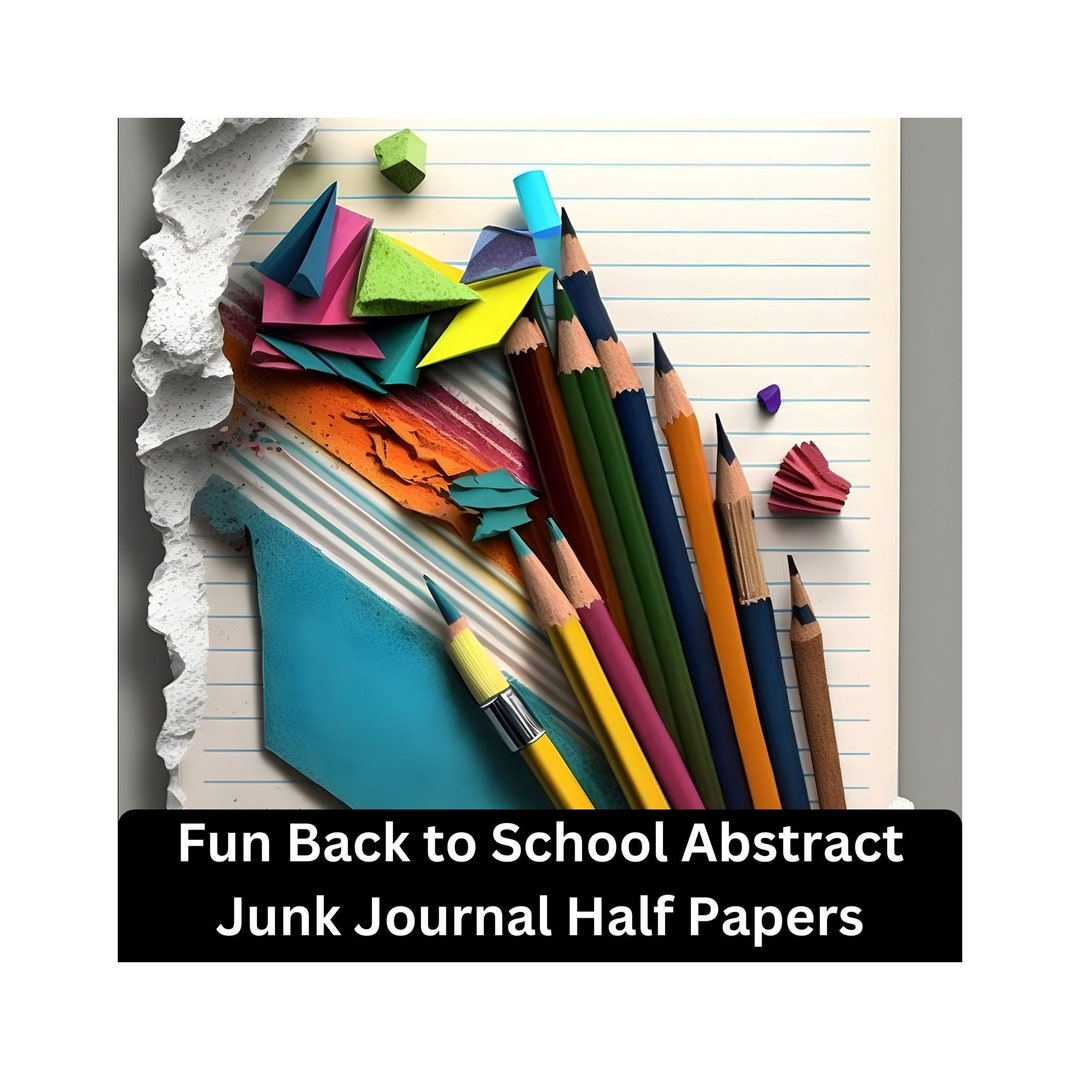 Back to School Junk Journal Paper Colorful School Scrapbooking Paper A5 ...