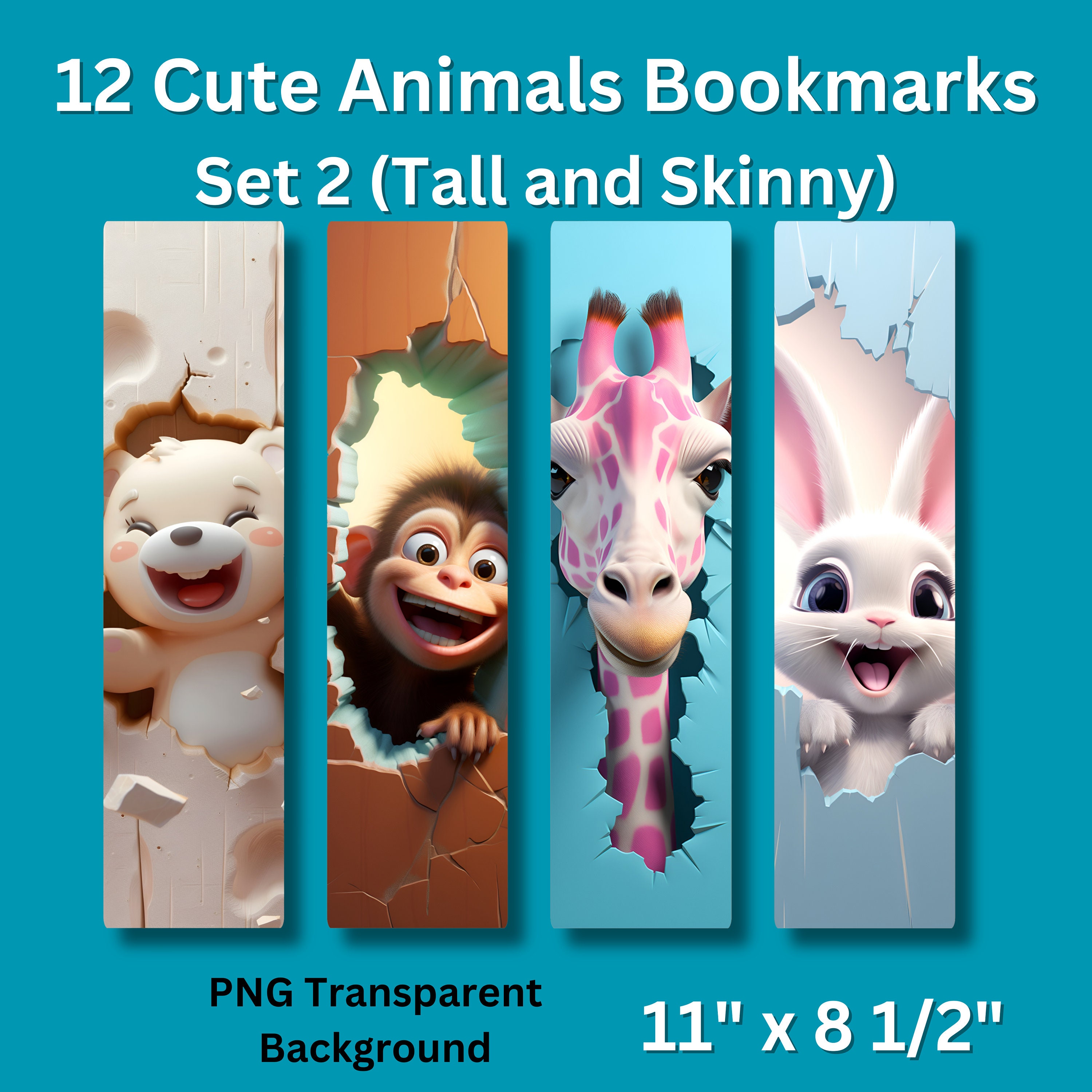 Printable Bookmarks Cute Animal Bookmarks Cute Animals Printable PNG ...