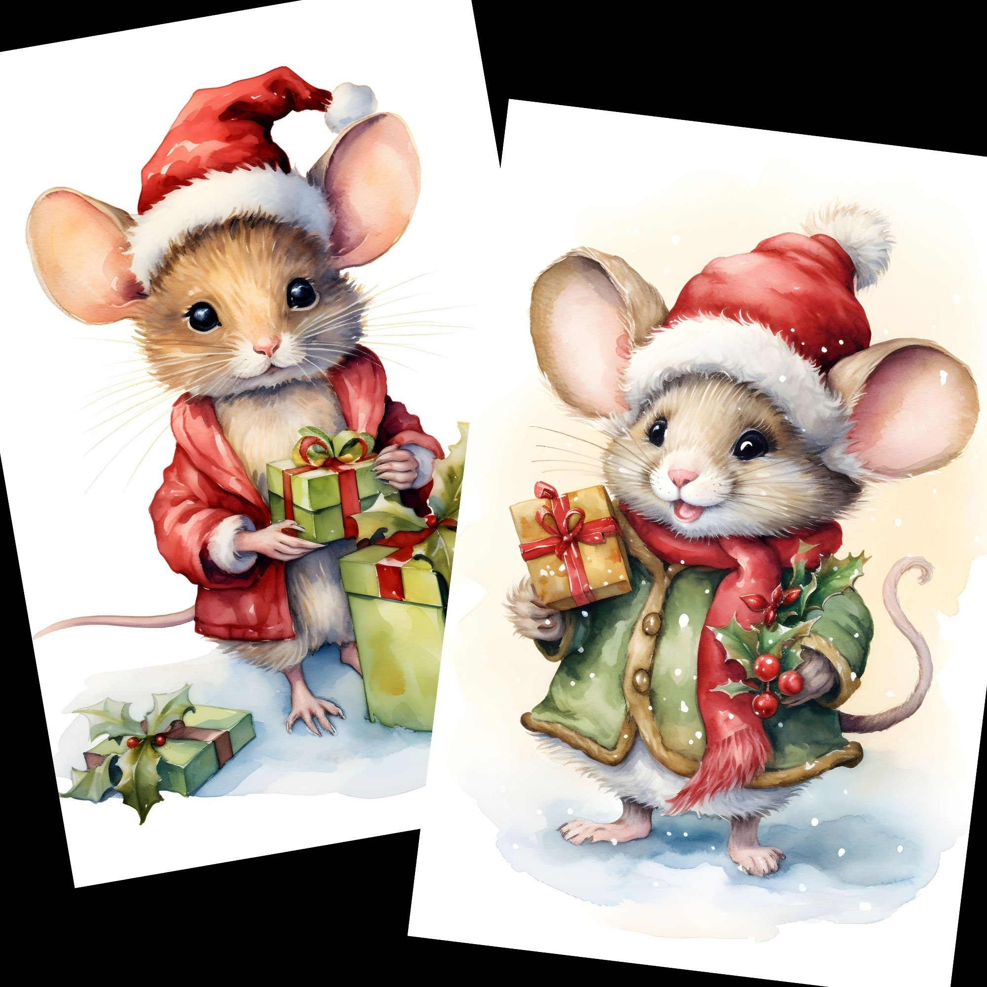 Christmas Mouse Junk Journal Half Paper Cute Holiday Mice Scrapbooking ...