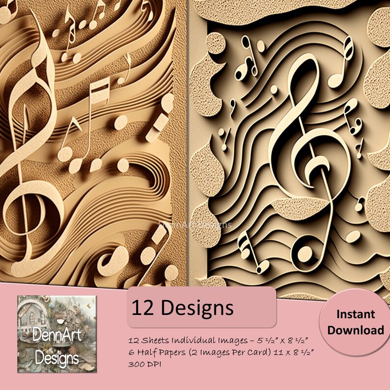 Musical Notes Scrapbooking Papers Music Scrapbook Paper Printable Paper ...