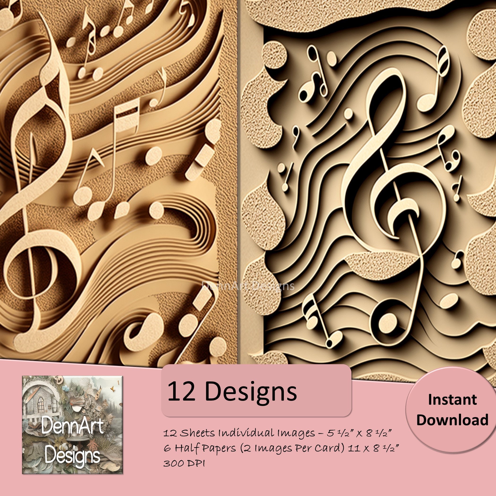 Musical Notes Scrapbooking Papers Music Scrapbook Paper Printable Paper ...