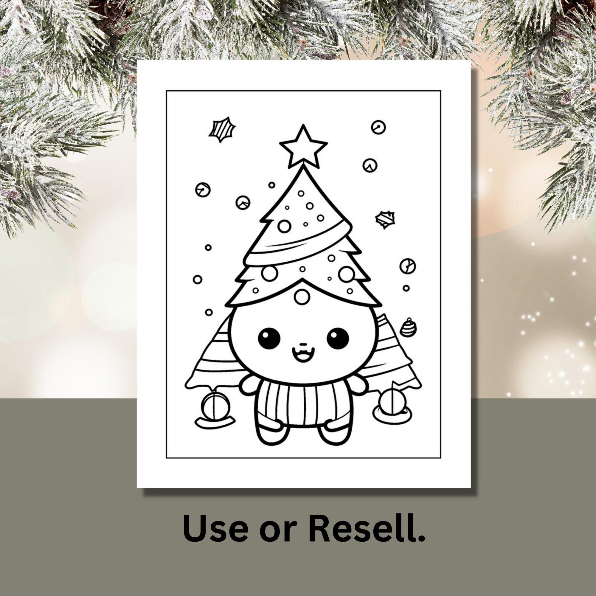 Kawaii Christmas Coloring Pages for Kids PLR Coloring Book - Etsy