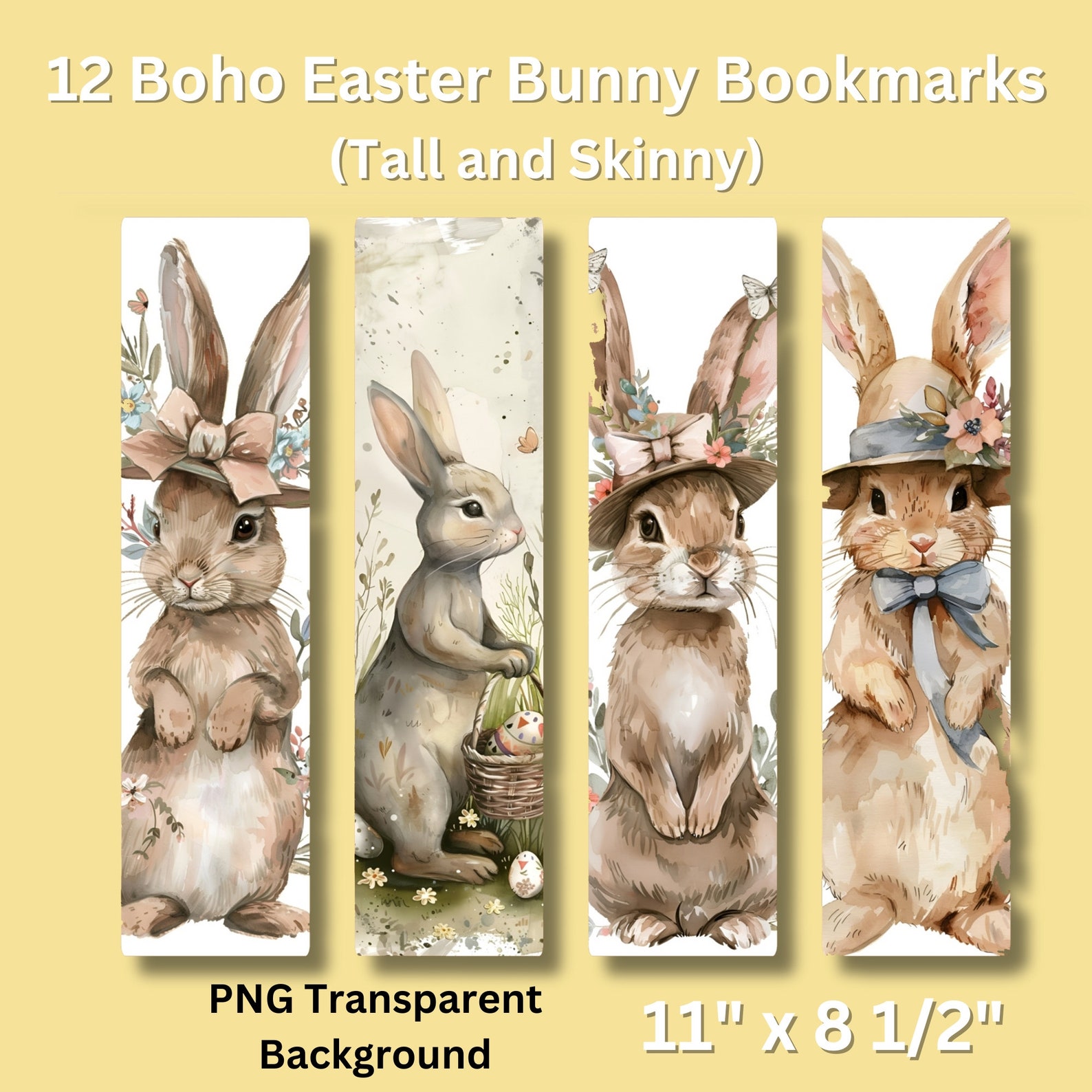 Boho Easter Bunny Bookmarks Set Cute Bunny Bookmarks Book Lovers Gifts ...