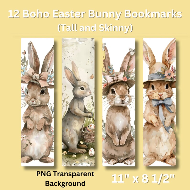 Boho Easter Bunny Bookmarks Set Cute Bunny Bookmarks Book Lovers Gifts ...