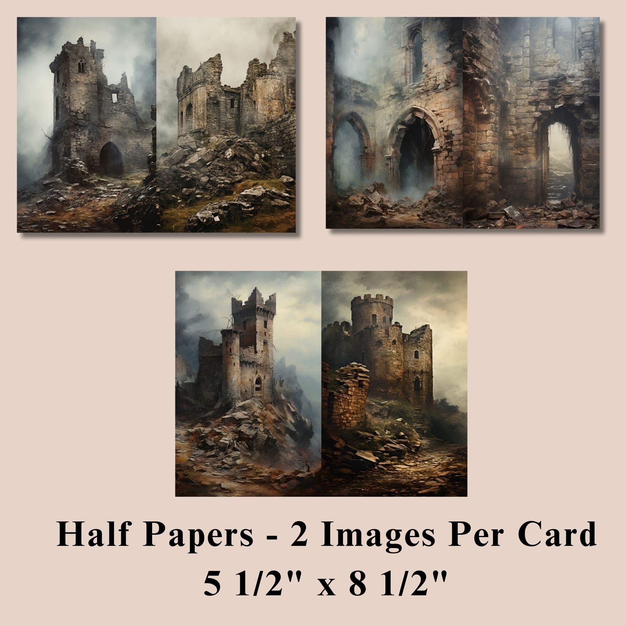 Ancient Castle Scrapbook Paper Castle Junk Journal Paper A5 Collage ...