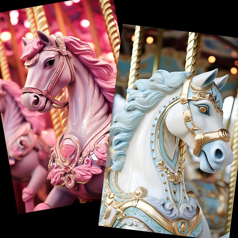 Carousel Horse Junk Journal Half Paper Carnival Horse Paper Vintage ...