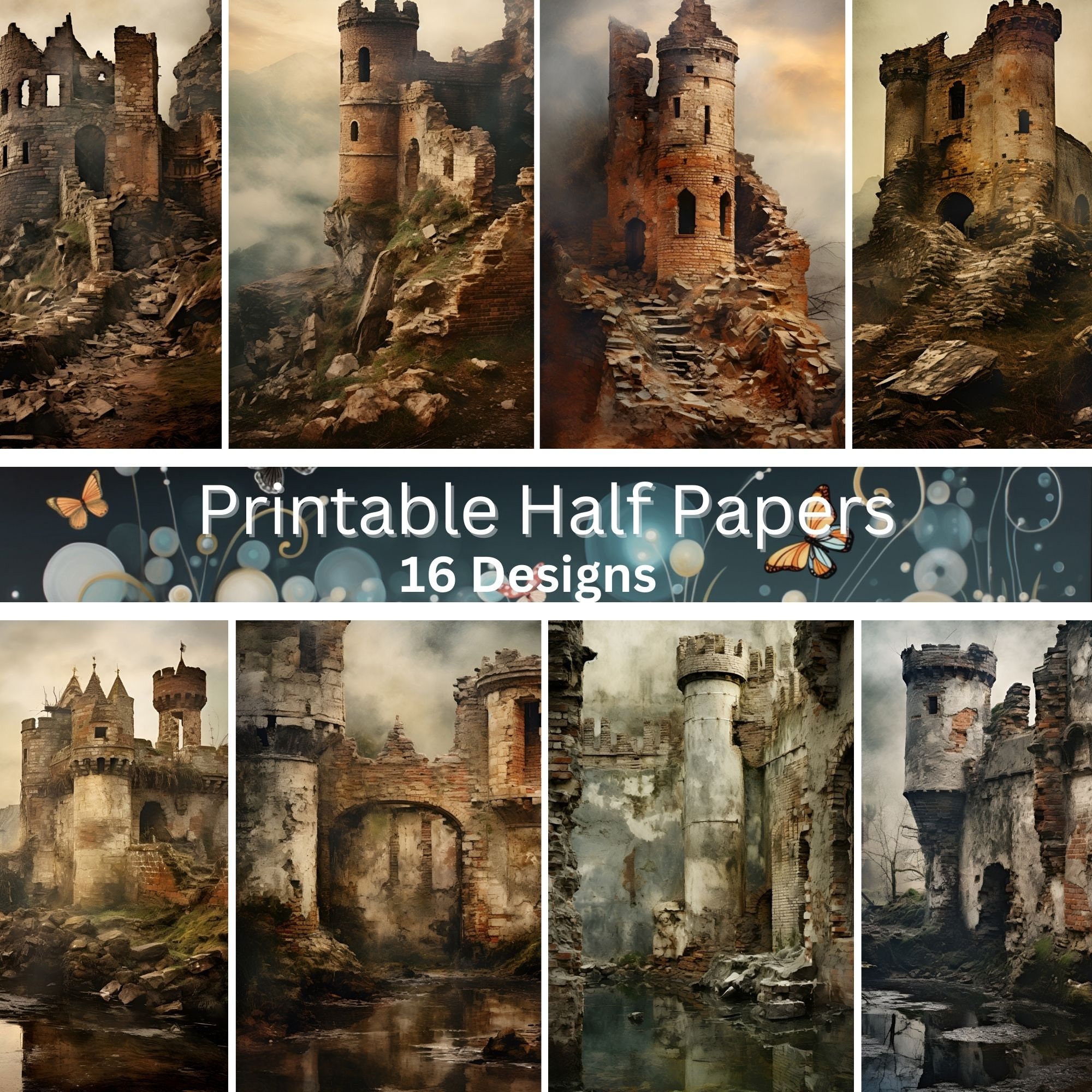 Ancient Castle Scrapbook Paper Castle Junk Journal Paper A5 Collage ...
