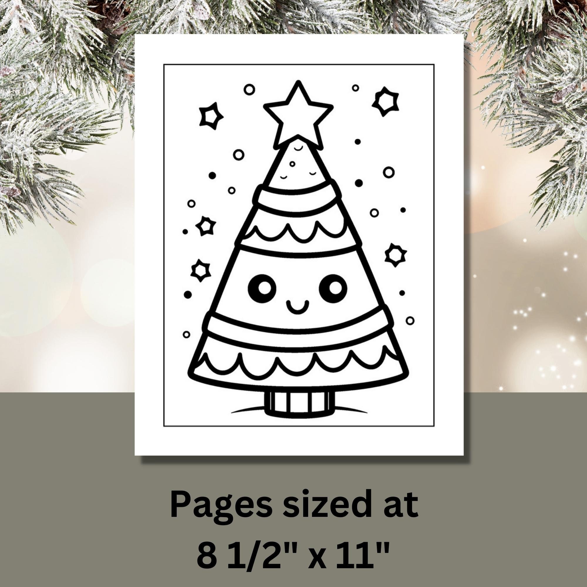 Kawaii Christmas Coloring Pages for Kids PLR Coloring Book - Etsy