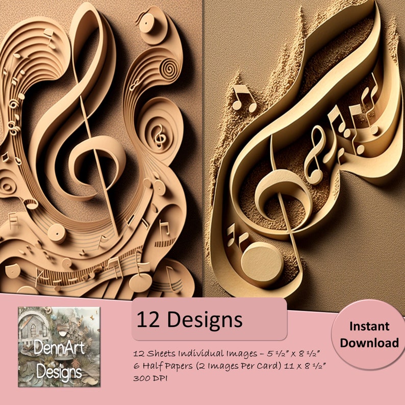 Musical Notes Scrapbooking Papers Music Scrapbook Paper Printable Paper ...