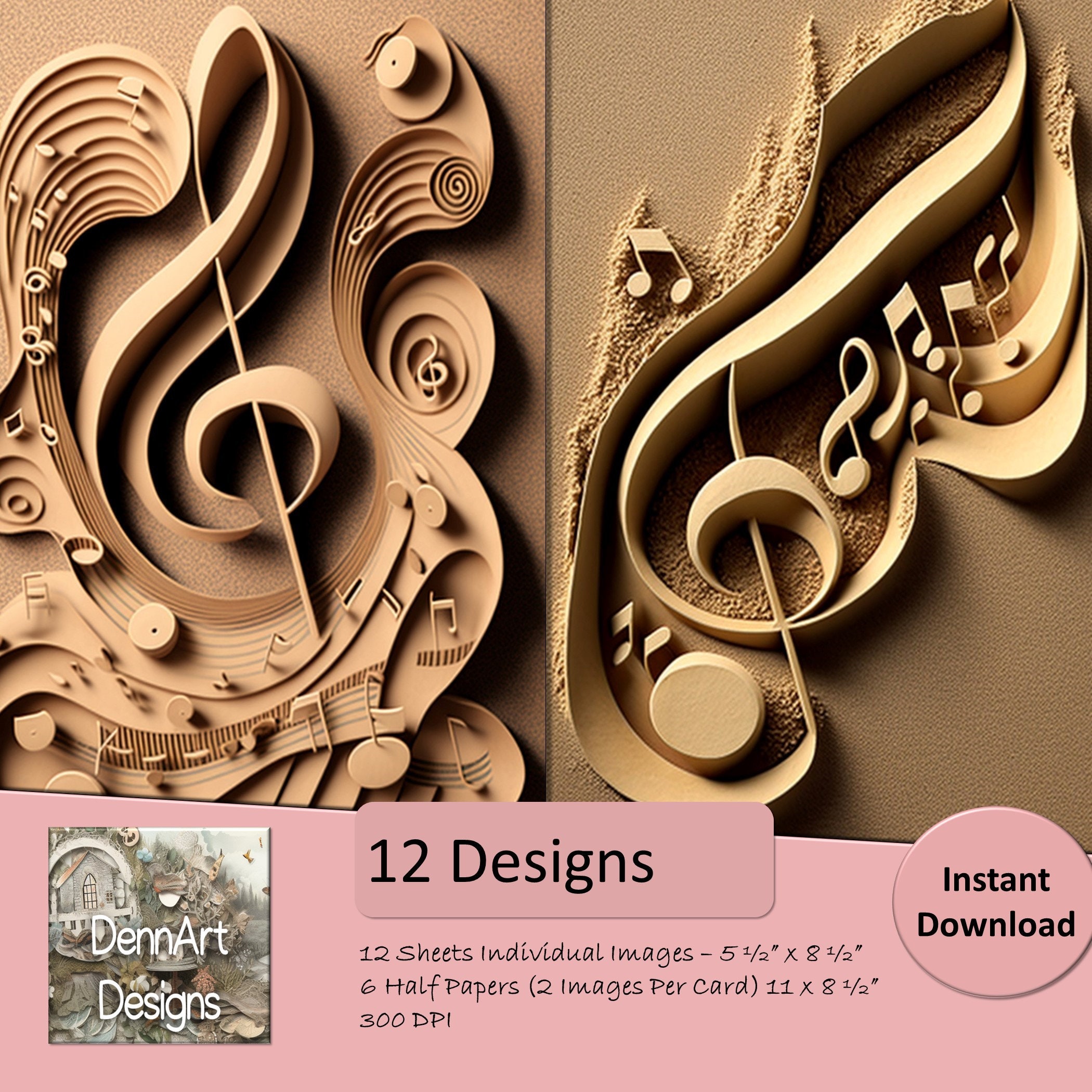 Musical Notes Scrapbooking Papers Music Scrapbook Paper Printable Paper ...