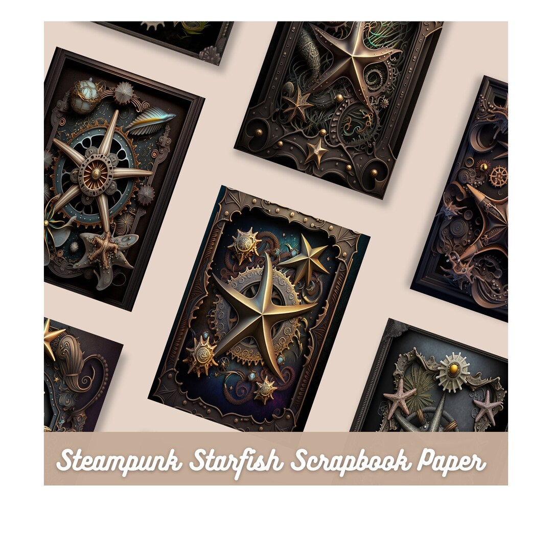 Steampunk Starfish Scrapbook Papers for Junk Journal Scrapbooking ...