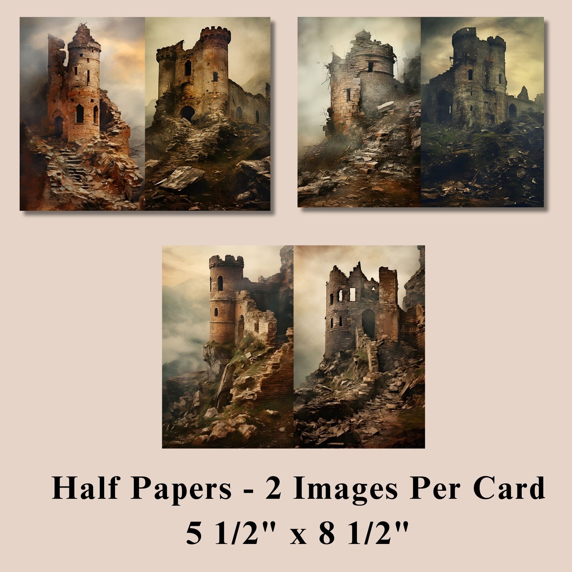 Ancient Castle Scrapbook Paper Castle Junk Journal Paper A5 Collage ...