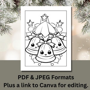 Kawaii Christmas Coloring Pages for Kids PLR Coloring Book Xmas Digital ...