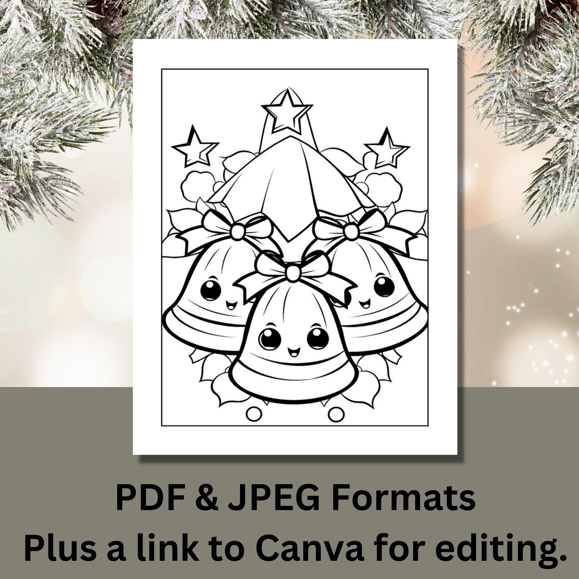Kawaii Christmas Coloring Pages for Kids PLR Coloring Book - Etsy
