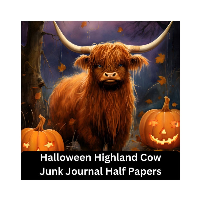 Halloween Highland Cow Junk Journal Paper Cute Highland Cow Paper ...