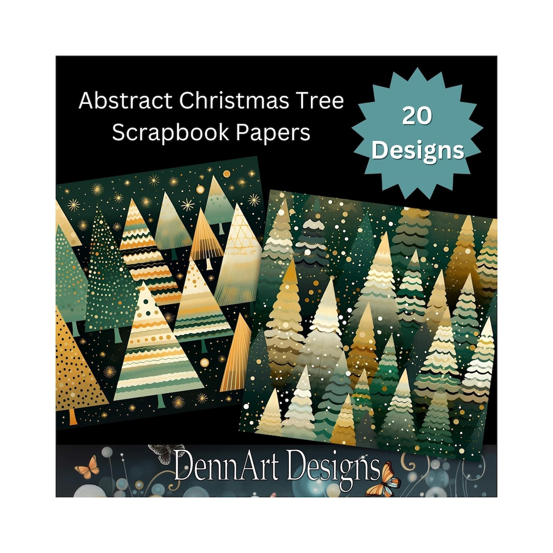 Christmas Tree Scrapbook Paper Set Christmas Digital Paper Collection ...