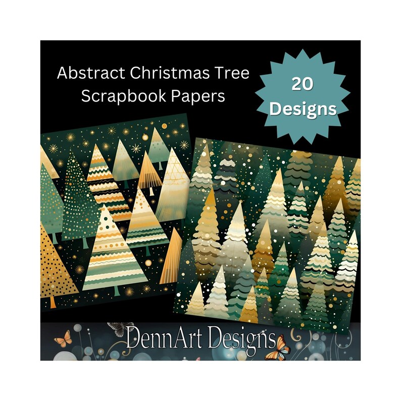 Christmas Tree Scrapbook Paper Set Christmas Digital Paper - Etsy UK