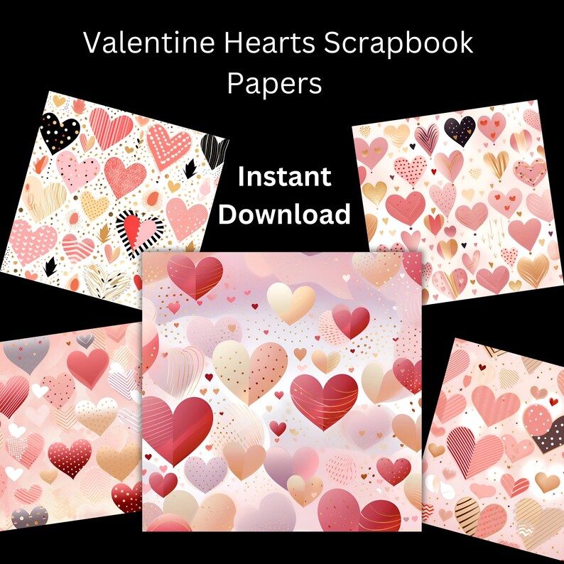 Valentine Heart Scrapbook Paper Kit Abstract Heart Printable Paper ...