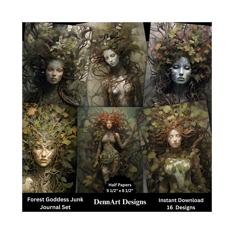 Forest Goddess Junk Journal Half Paper Nature Theme Journaling Paper ...