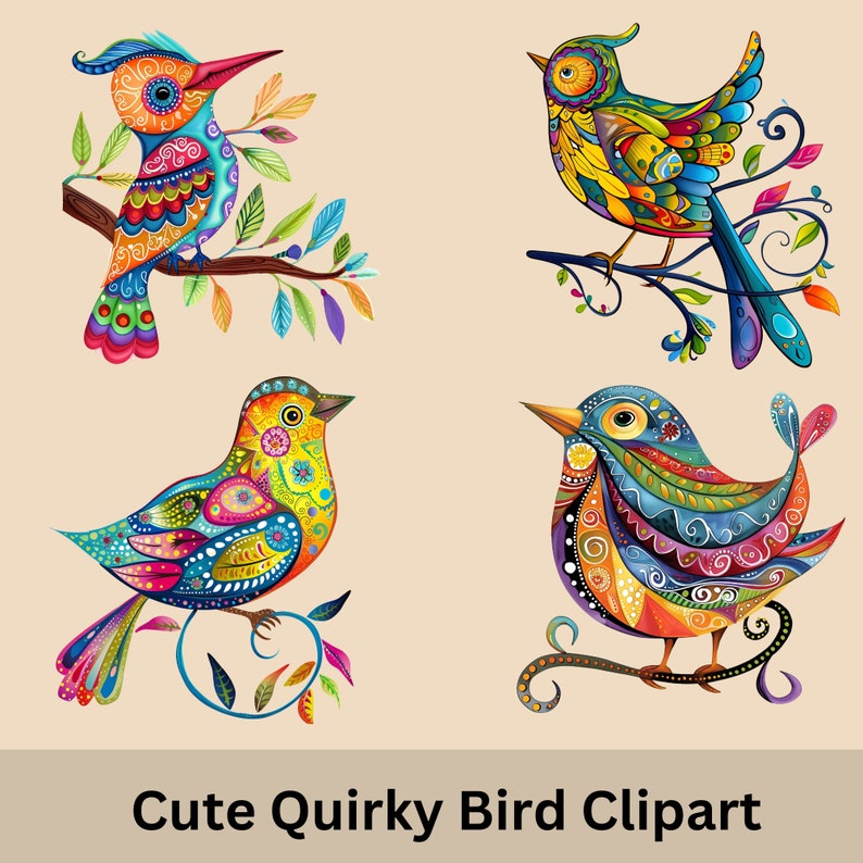 Colorful Bird Clipart Transparent Bird Clipart Whimsical Clipart ...