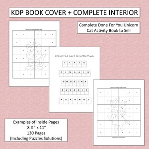 Complete Kids Unicorn Cat Activity Book Cover Design - Etsy