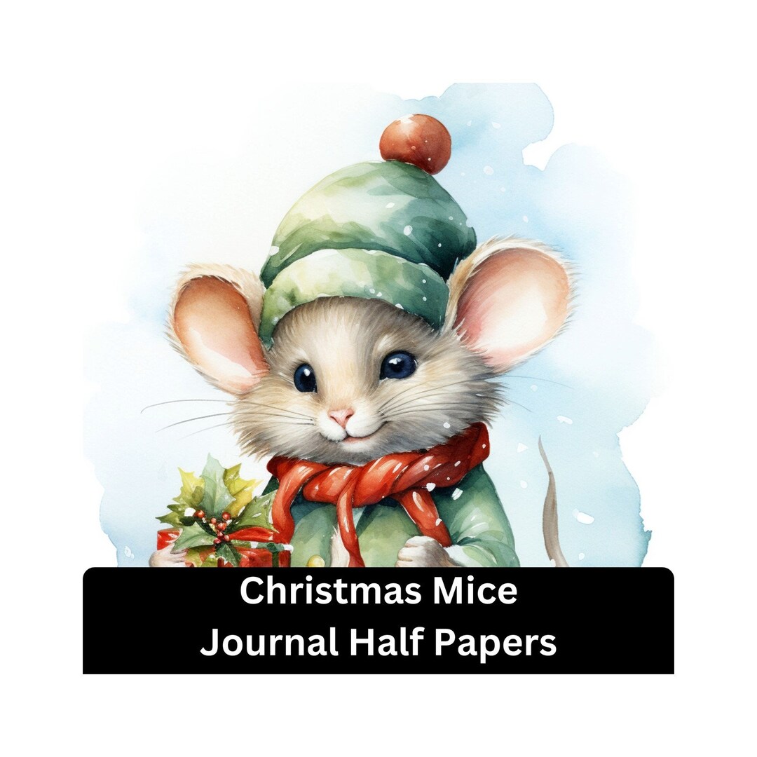 Christmas Mouse Junk Journal Half Paper Cute Holiday Mice Scrapbooking ...