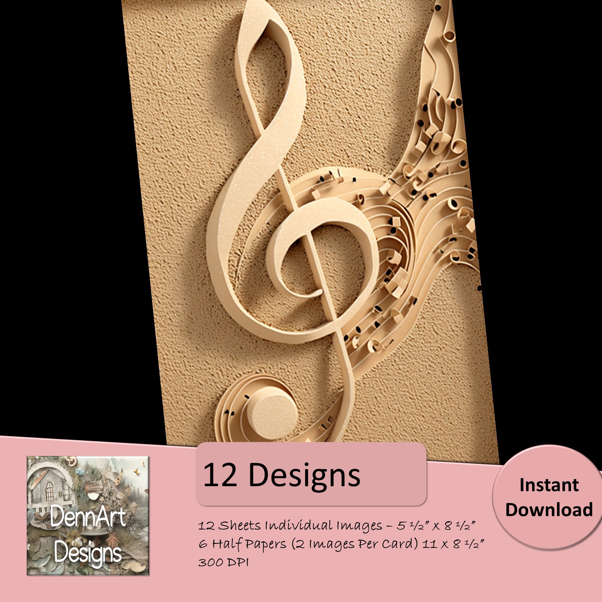 Musical Notes Scrapbooking Papers Music Scrapbook Paper Printable Paper ...