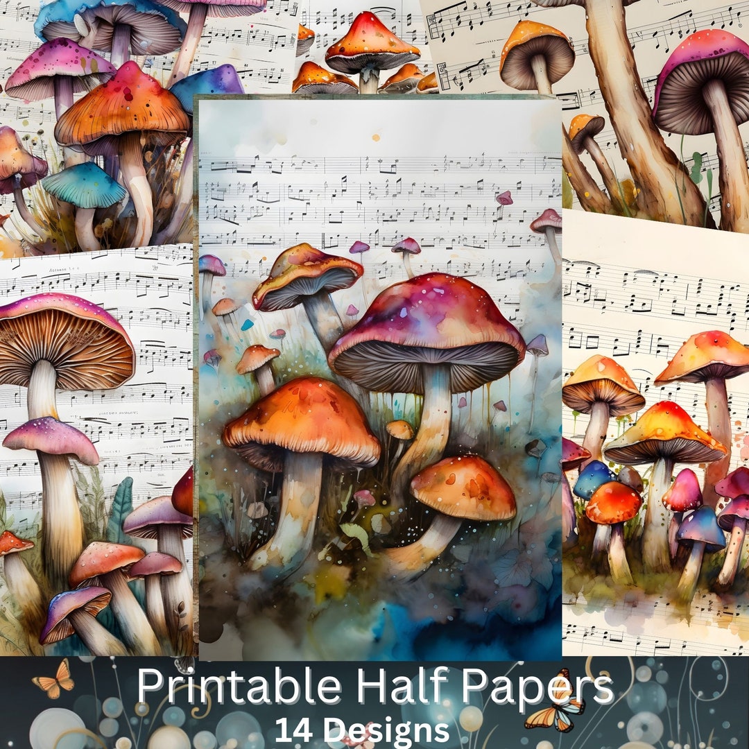 Junk Journal Half Paper Design Mushroom Junk Journaling Half Paper ...