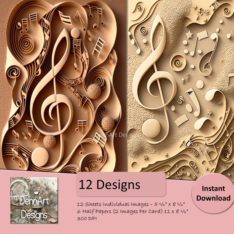 Musical Notes Scrapbooking Papers Music Scrapbook Paper Printable Paper ...