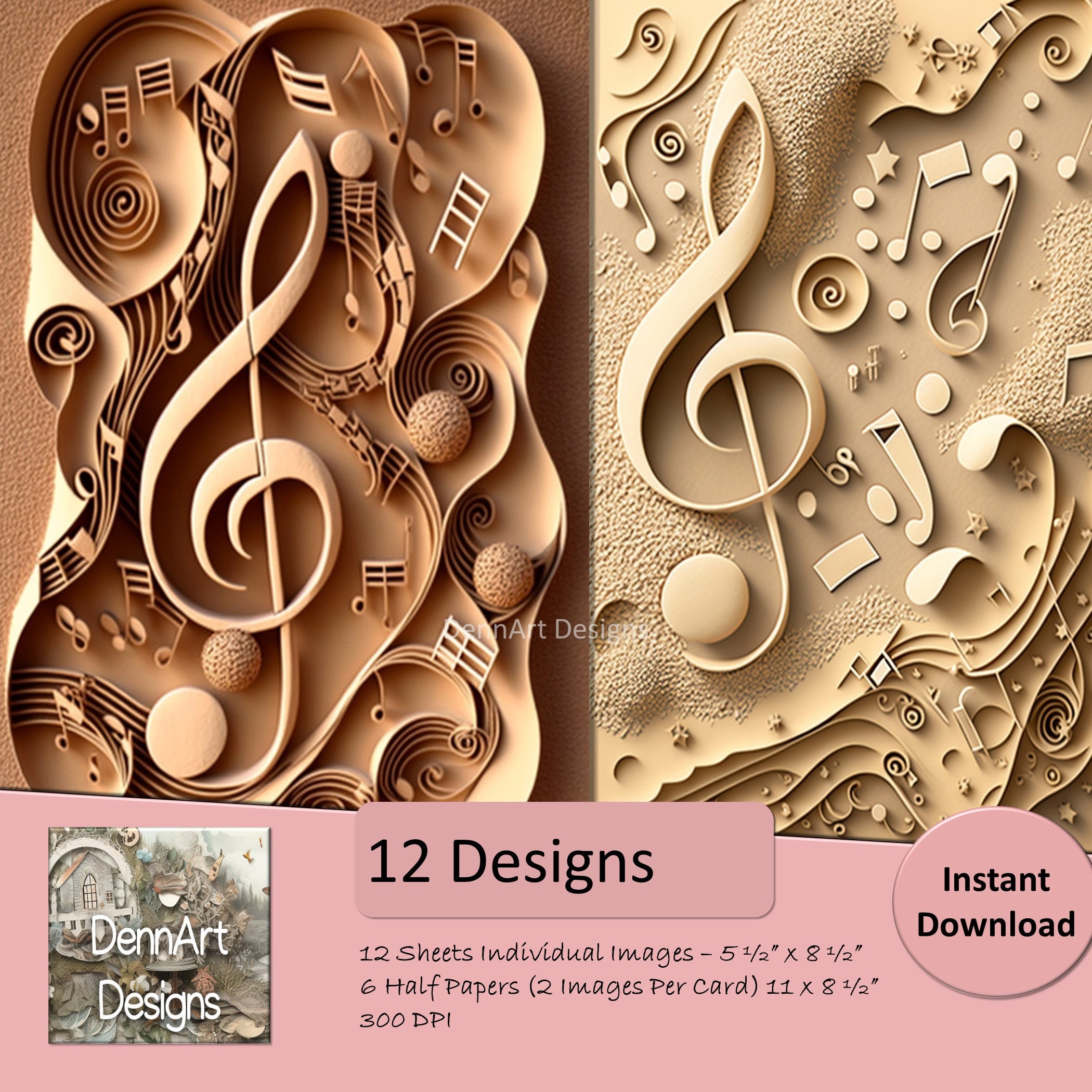 Musical Notes Scrapbooking Papers Music Scrapbook Paper Printable Paper ...