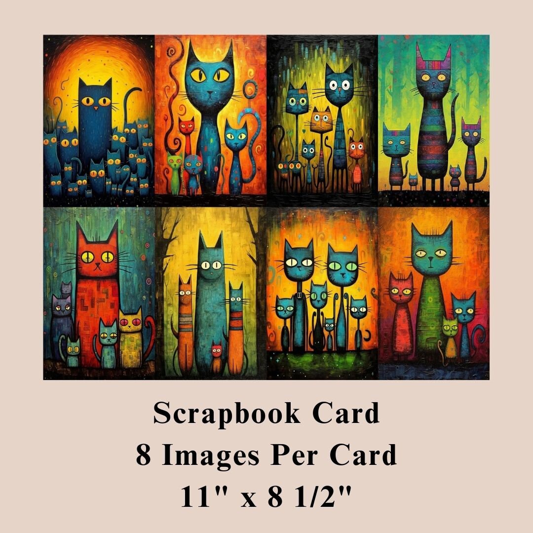 Cat Themed Scrapbook Paper Printable Cat Paper Cat Scrapbook Paper Cat ...