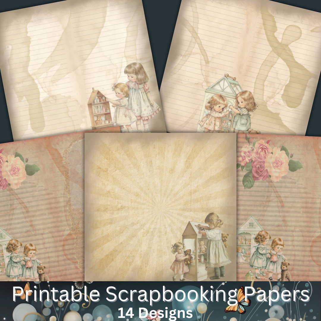 Vintage Girls Scrapbooking Paper Designs Printable Scrapbook Paper ...