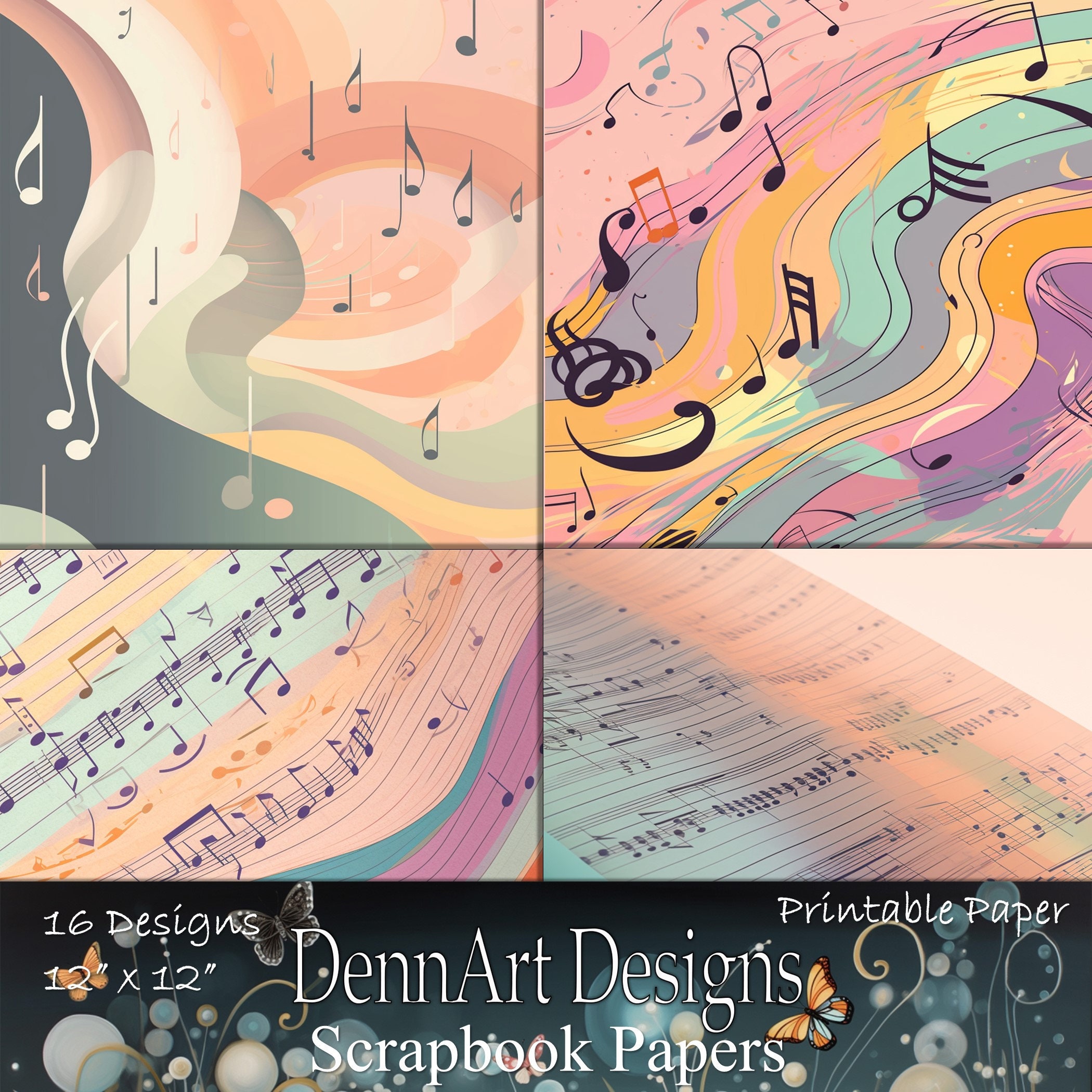 Music Scrapbook Paper Printable Paper Scrapbooking Sheets Junk Journal ...