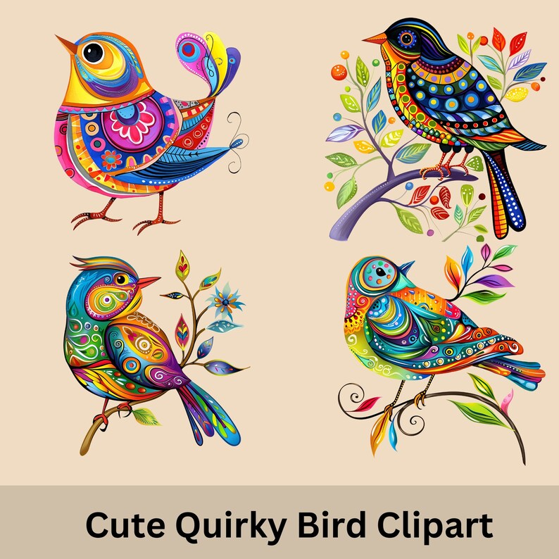 Colorful Bird Clipart Transparent Bird Clipart Whimsical Clipart ...