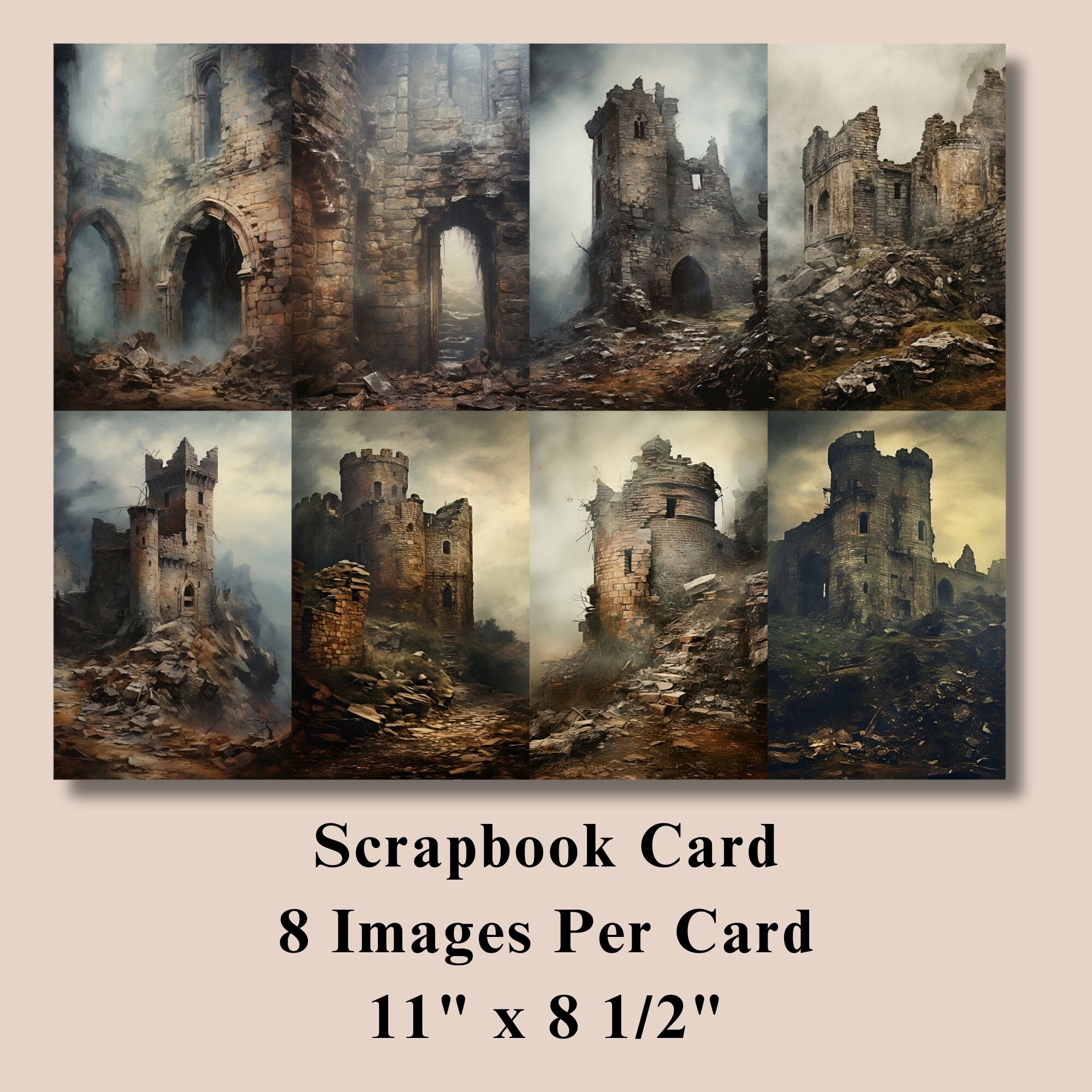 Ancient Castle Scrapbook Paper Castle Junk Journal Paper A5 Collage ...