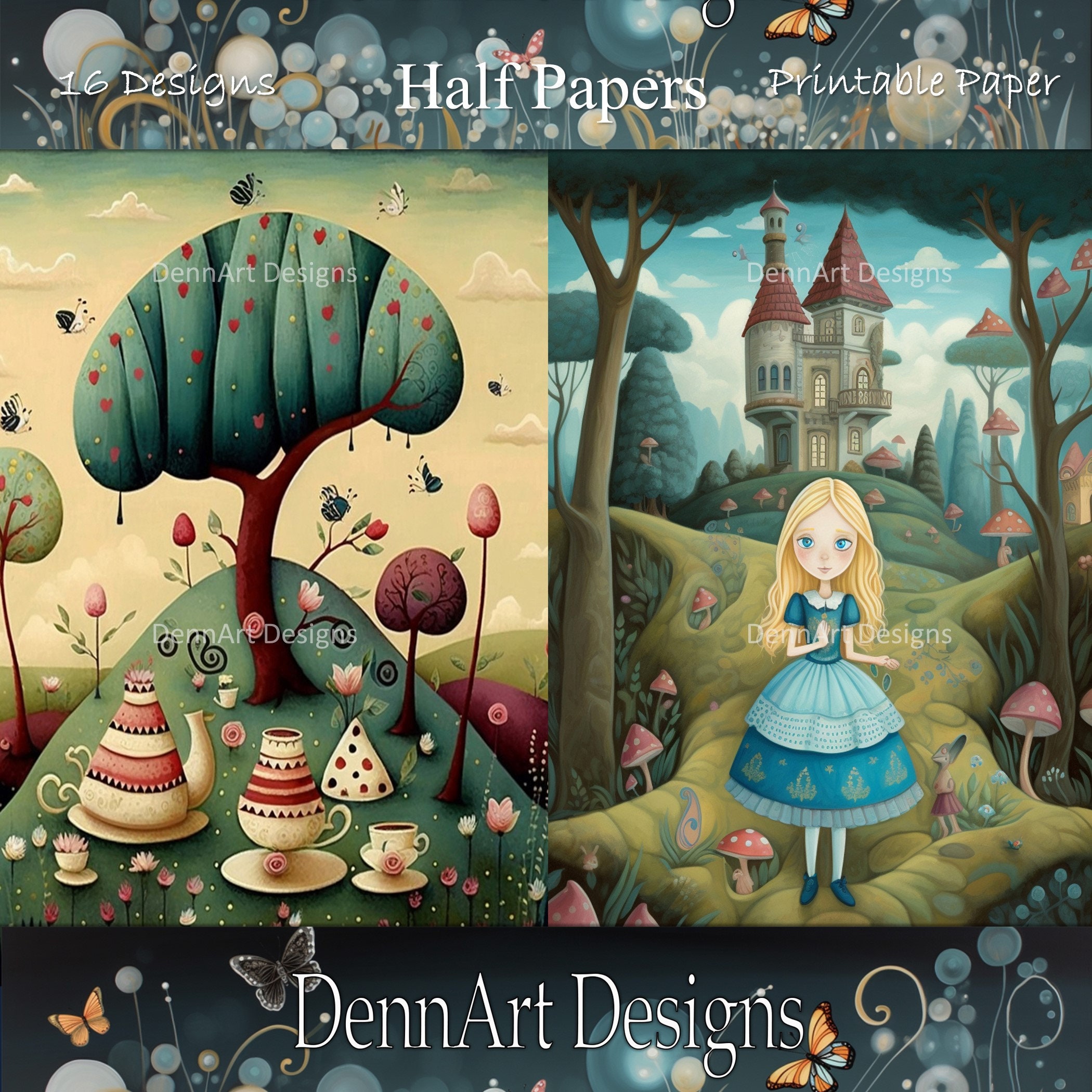 Scrapbook Paper Alice in Wonderland Scrapbooking Paper Printable Paper ...