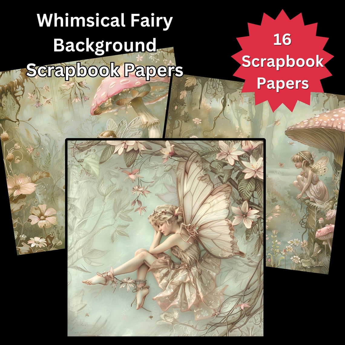 Fairy Background Scrapbook Paper Fairies Background Pages Fantasy ...