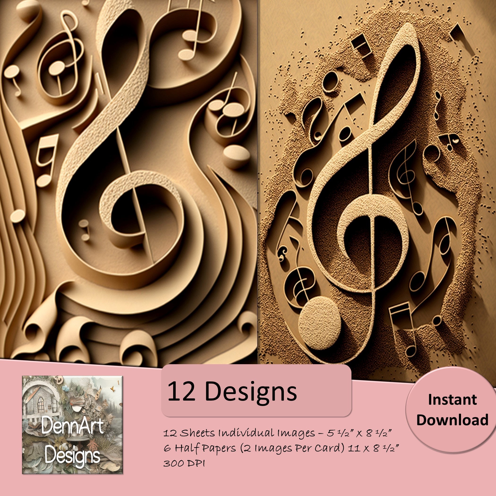 Musical Notes Scrapbooking Papers Music Scrapbook Paper Printable Paper ...