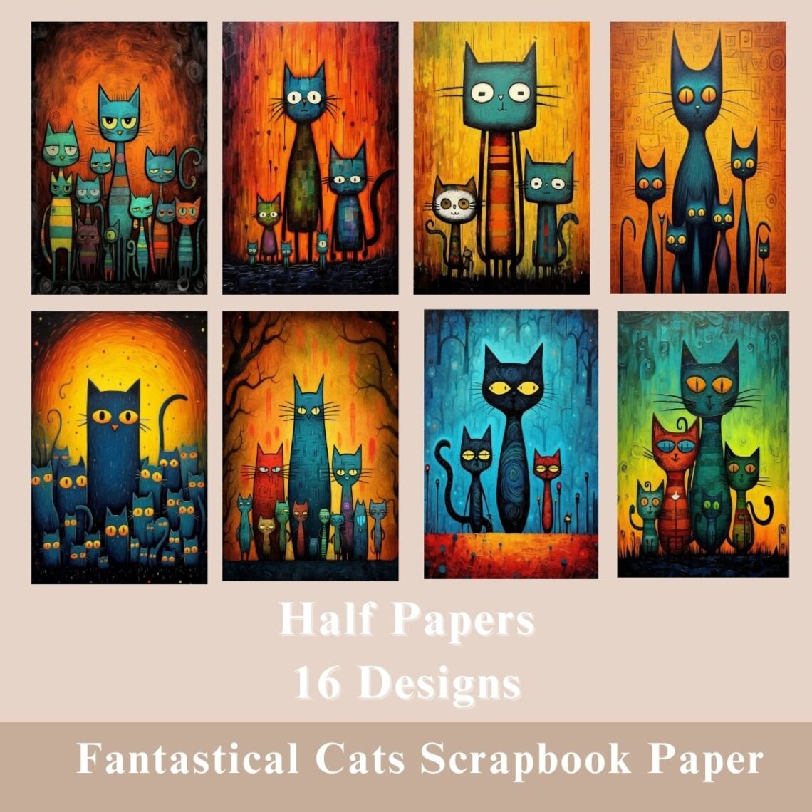 Cat Themed Scrapbook Paper Printable Cat Paper Cat Scrapbook Paper Cat ...