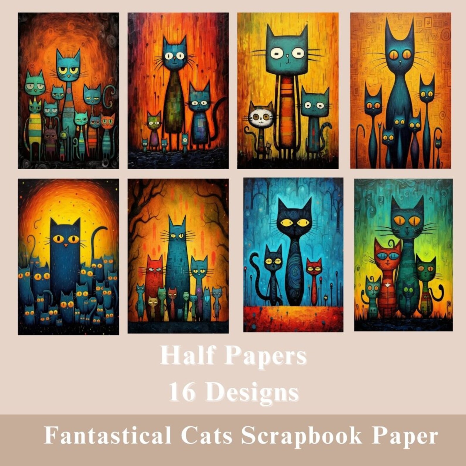 Cat Themed Scrapbook Paper Printable Cat Paper Cat Scrapbook Paper Cat ...