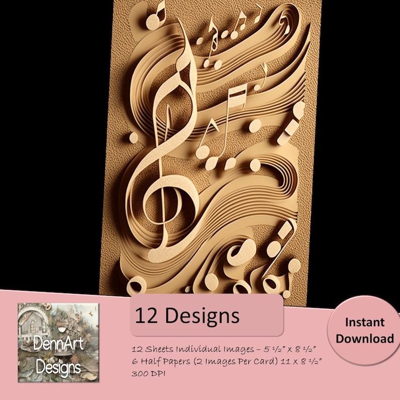 Musical Notes Scrapbooking Papers Music Scrapbook Paper Printable Paper ...