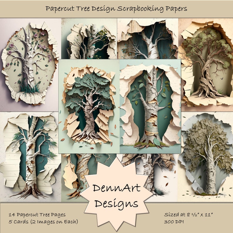 Papercut Tree Scrapbooking Papers, Junk Journal Kit, Scrapbook Paper ...