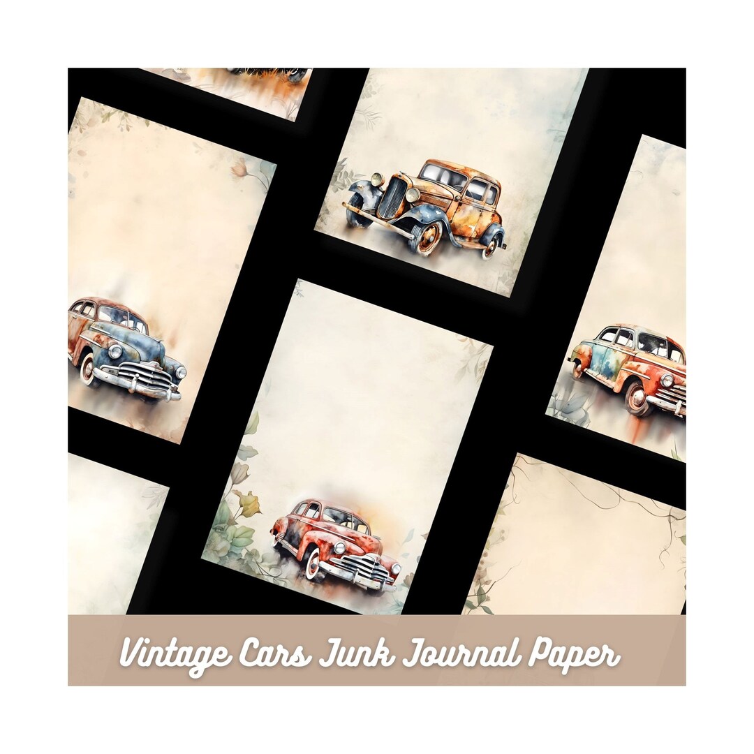 Cars Junk Journal Paper Vintage Cars Layout Automobile Scrapbooking ...