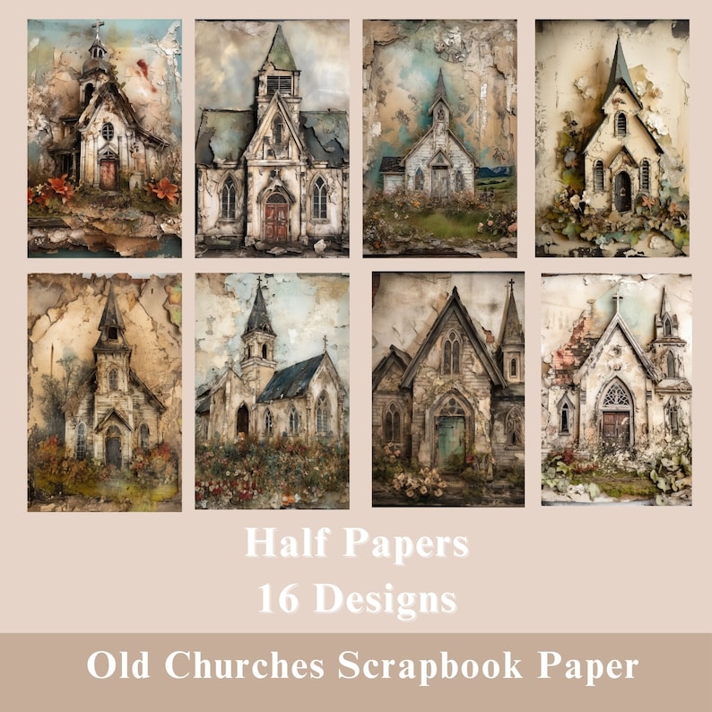 Old Churches Junk Journal Half Papers Junk Journal Paper Scrapbooking ...