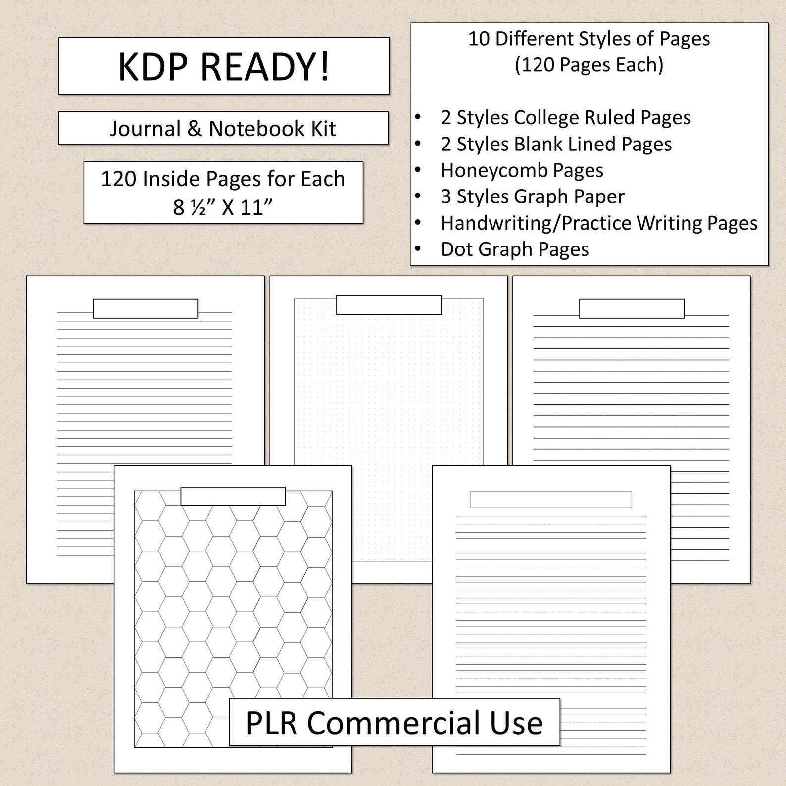 Complete PLR KDP Kit Journal Notebook Templates 10 Book Cover Instant ...