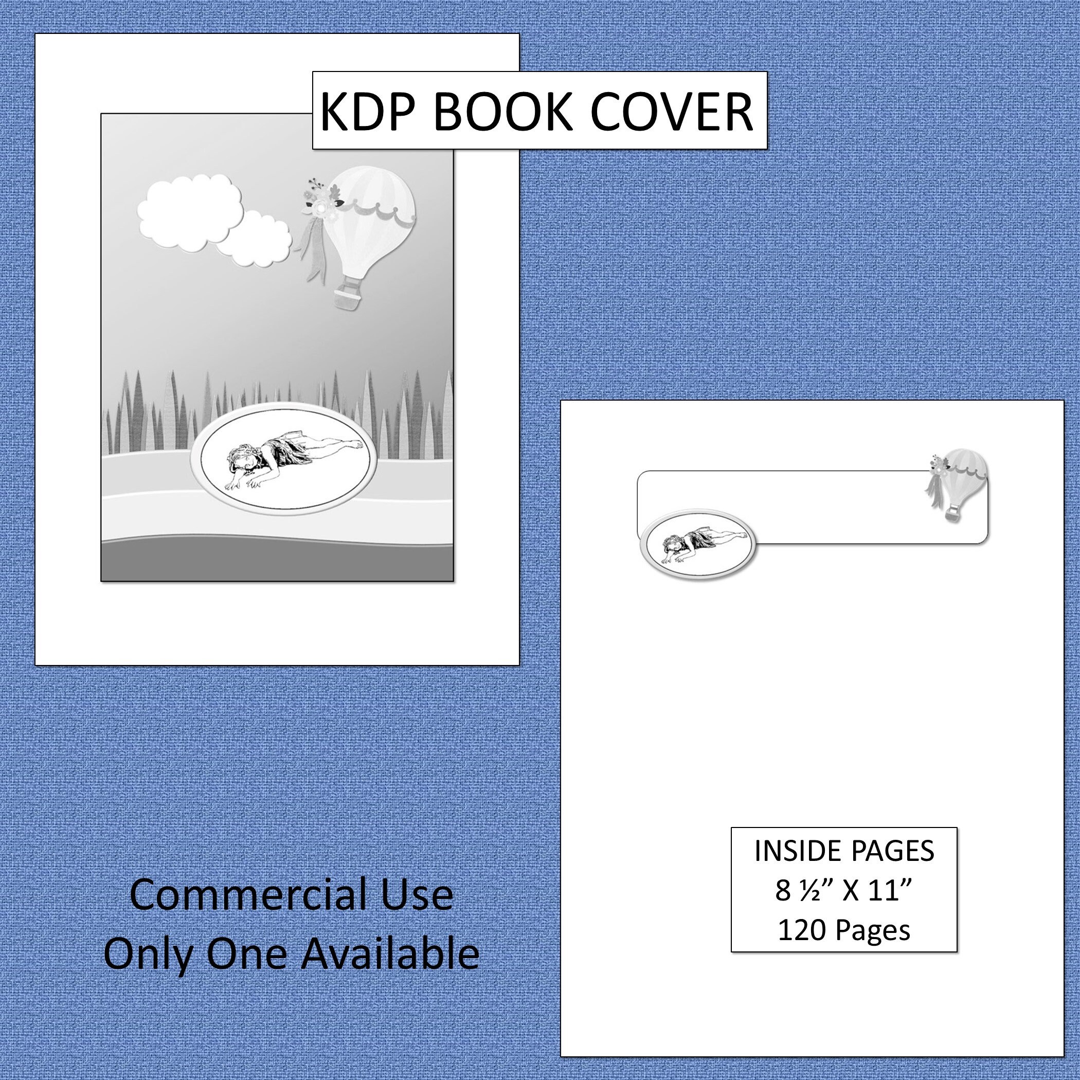 Girl Hot Air Balloon Book Cover Design Premade KDP Book Cover Kindle ...