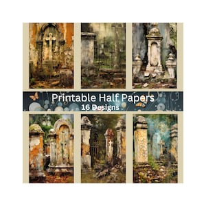 Cemetery Printable Junk Journal Half Paper Scrapbook Paper Printable ...